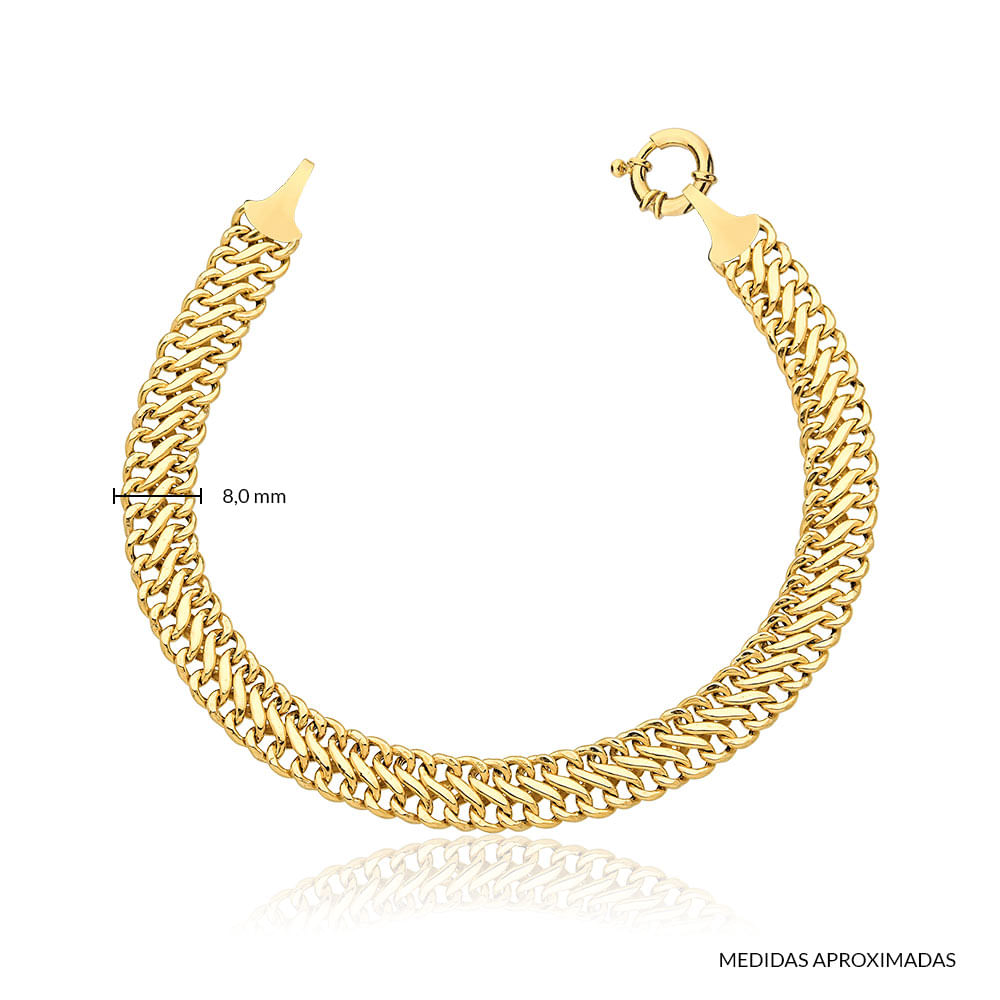 Pulseira Lacraia em Ouro 18k com Fecho Boia Feminina PC53 Fluiarte ...