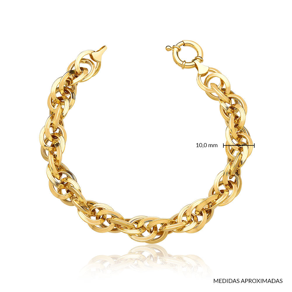Pulseira Feminina em Ouro 18k com Elos Desquinados PC90 Fluiarte Joias ...