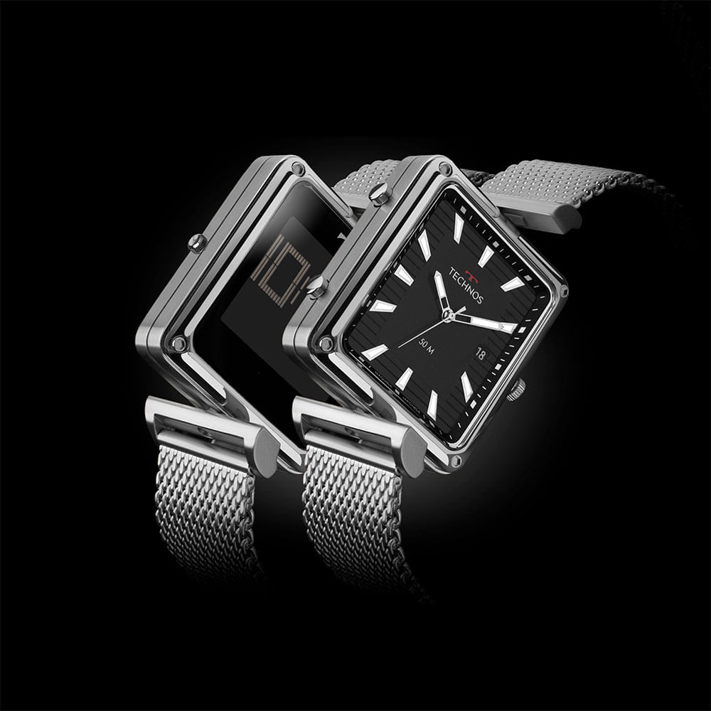 Relógio Masculino Technos Curvas Digiana Prata 1S13CW/1P Fluiarte Joias ...