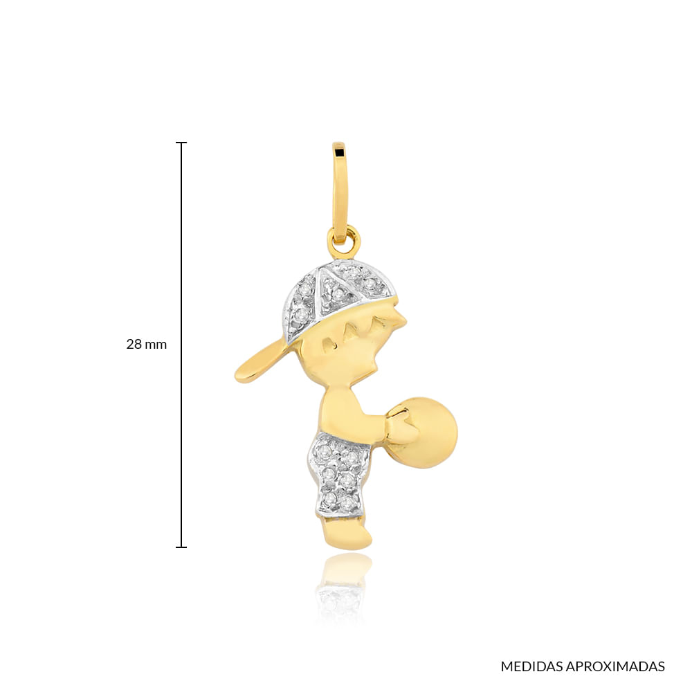 Pingente Menino em Ouro Amarelo 18k com Diamante P753 Fluiarte Joias ...