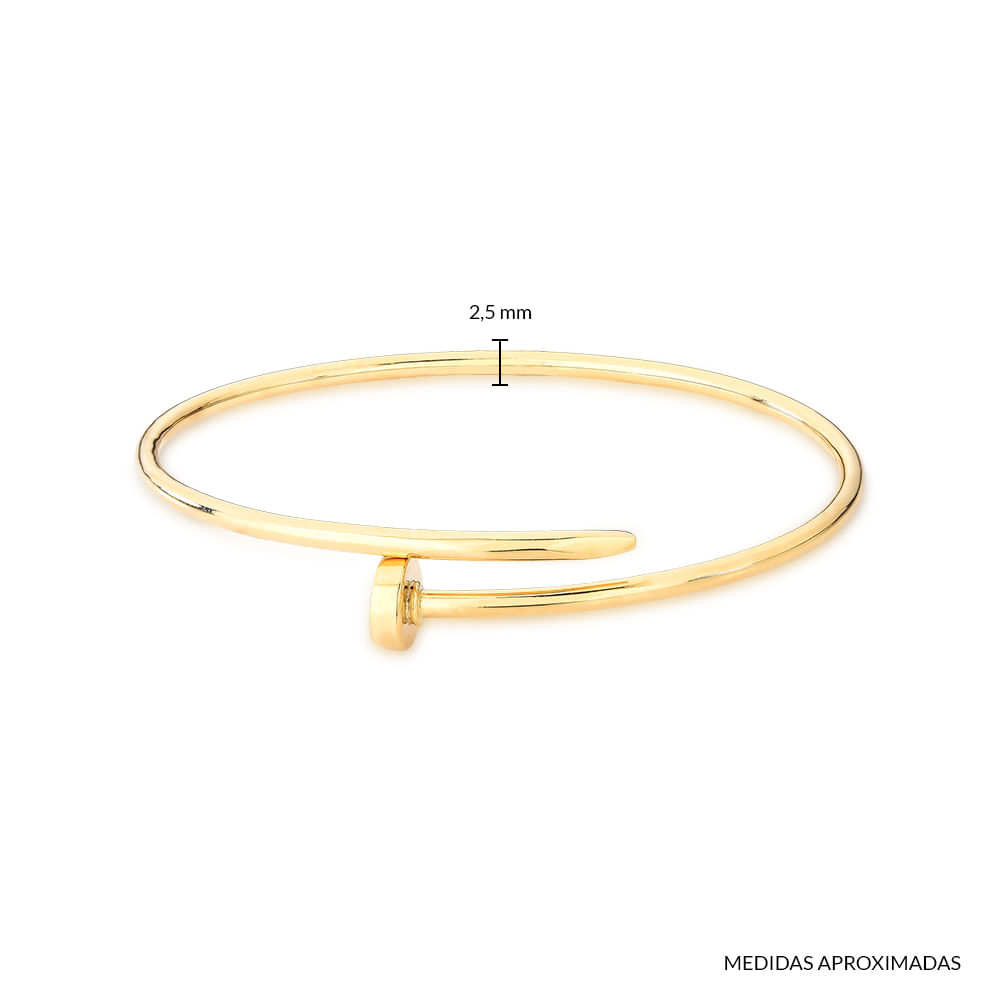 Bracelete Prego em Ouro 18K Feminino B85 Fluiarte - fluiartejoias