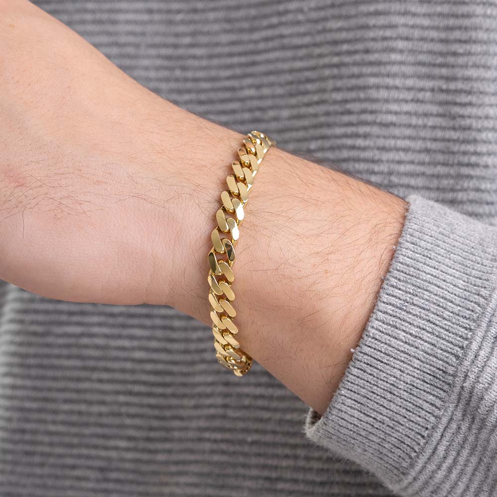 Pulseira Grumet de Ouro 10k Masculina Acabamento Polido - fluiartejoias